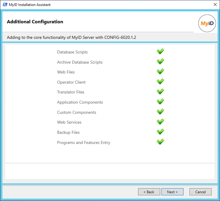Installing a server configuration package